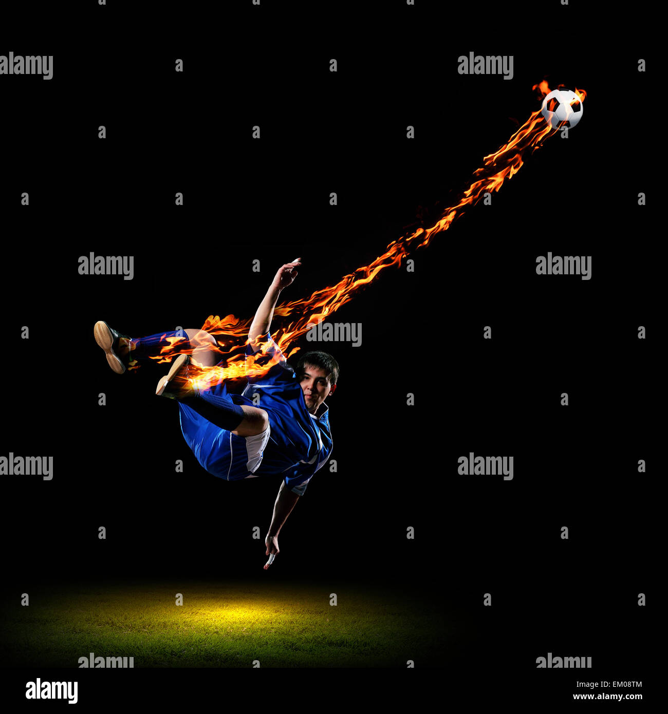 Football player with ball Stock Photo - Alamy