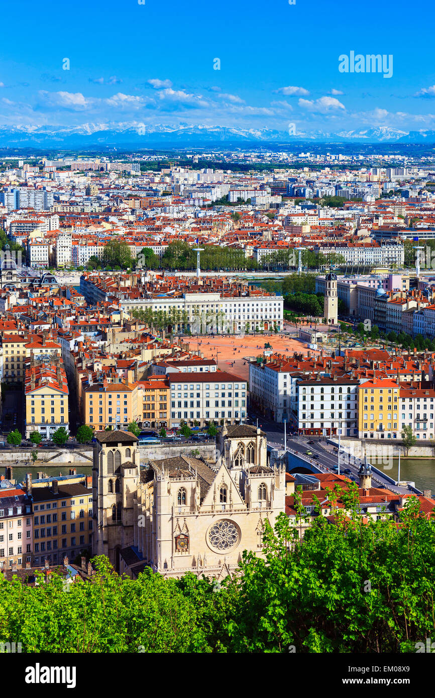 Aerial view of Lyon city Stock Photo - Alamy