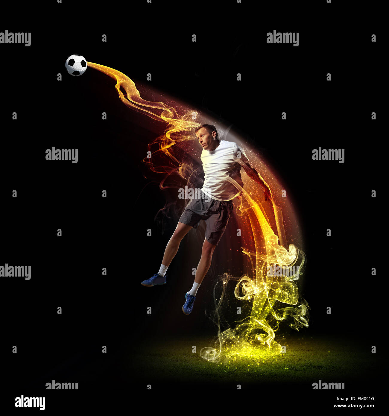 Football player with ball Stock Photo - Alamy