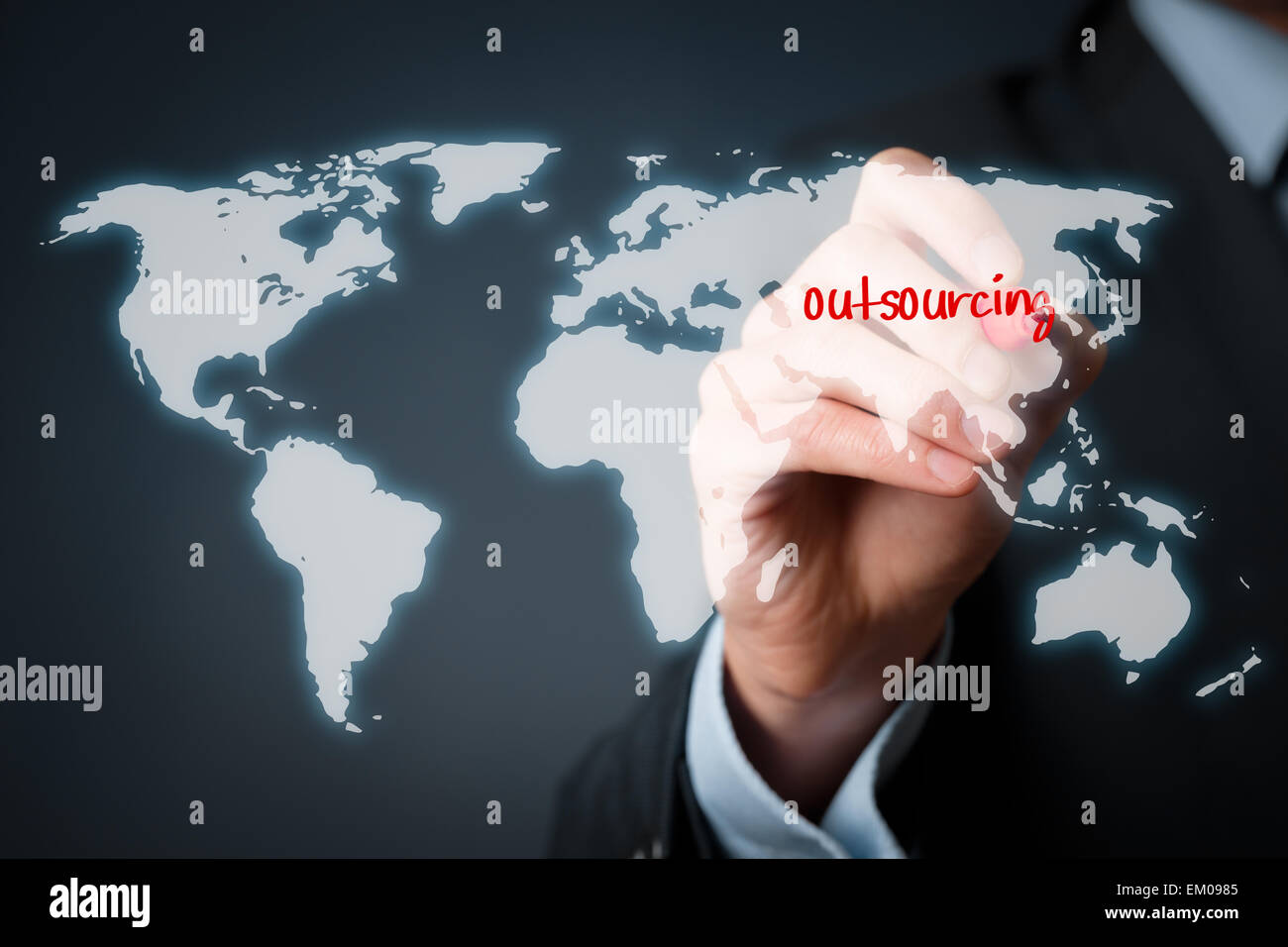 Outsourcing, globalization and global business strategy concept Stock ...