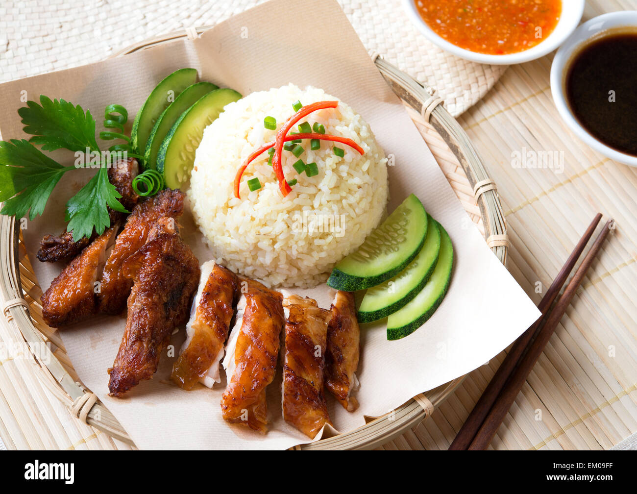 Delicious Singapore chicken rice Stock Photo - Alamy