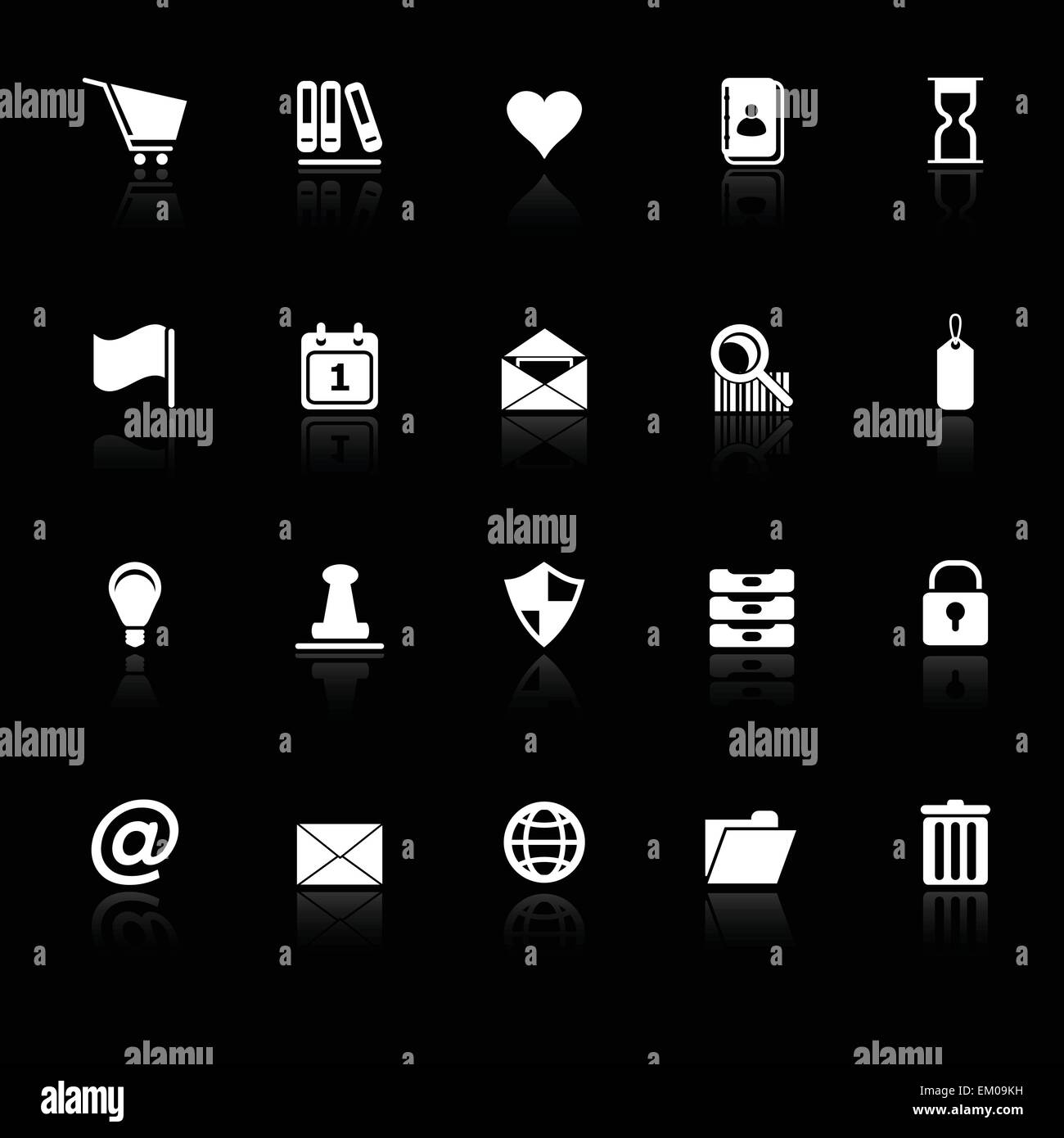 General folder icons with reflect on black background, stock vector ...