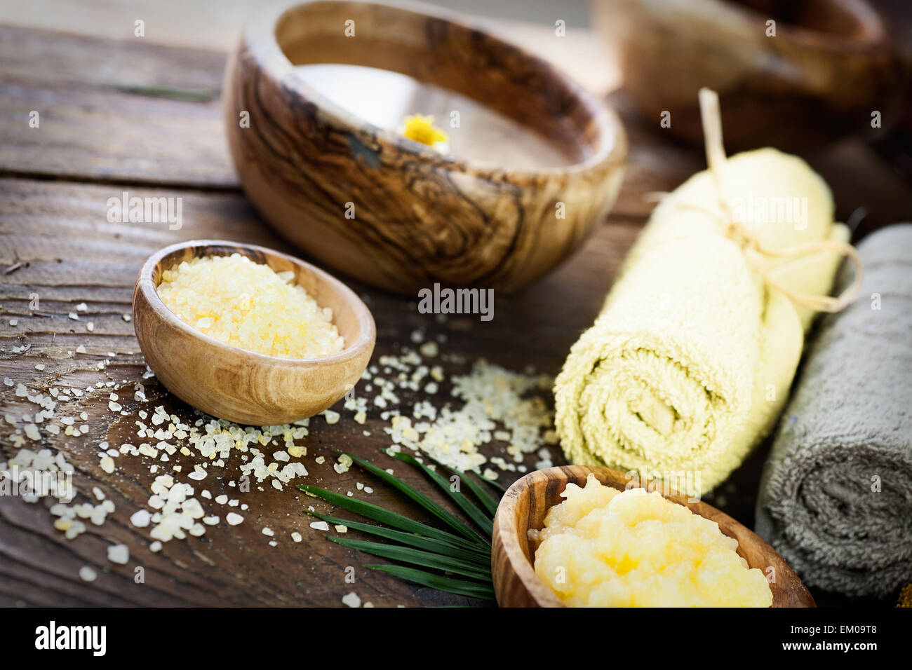 Natural yellow spa setting Stock Photo - Alamy