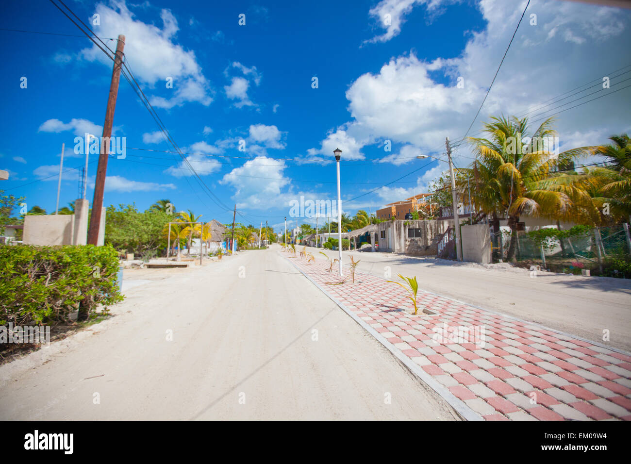 Sandy street in an exotic country on the Mexican island Stock Photo - Alamy