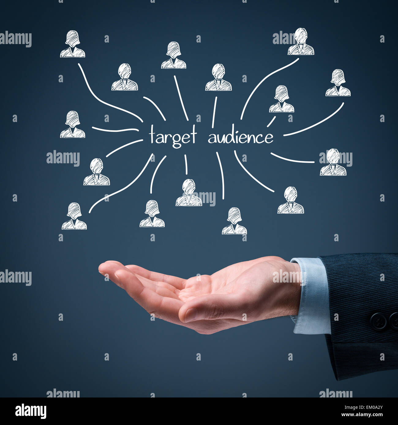 Target audience and customers concept. Man hold target audience in hand ...