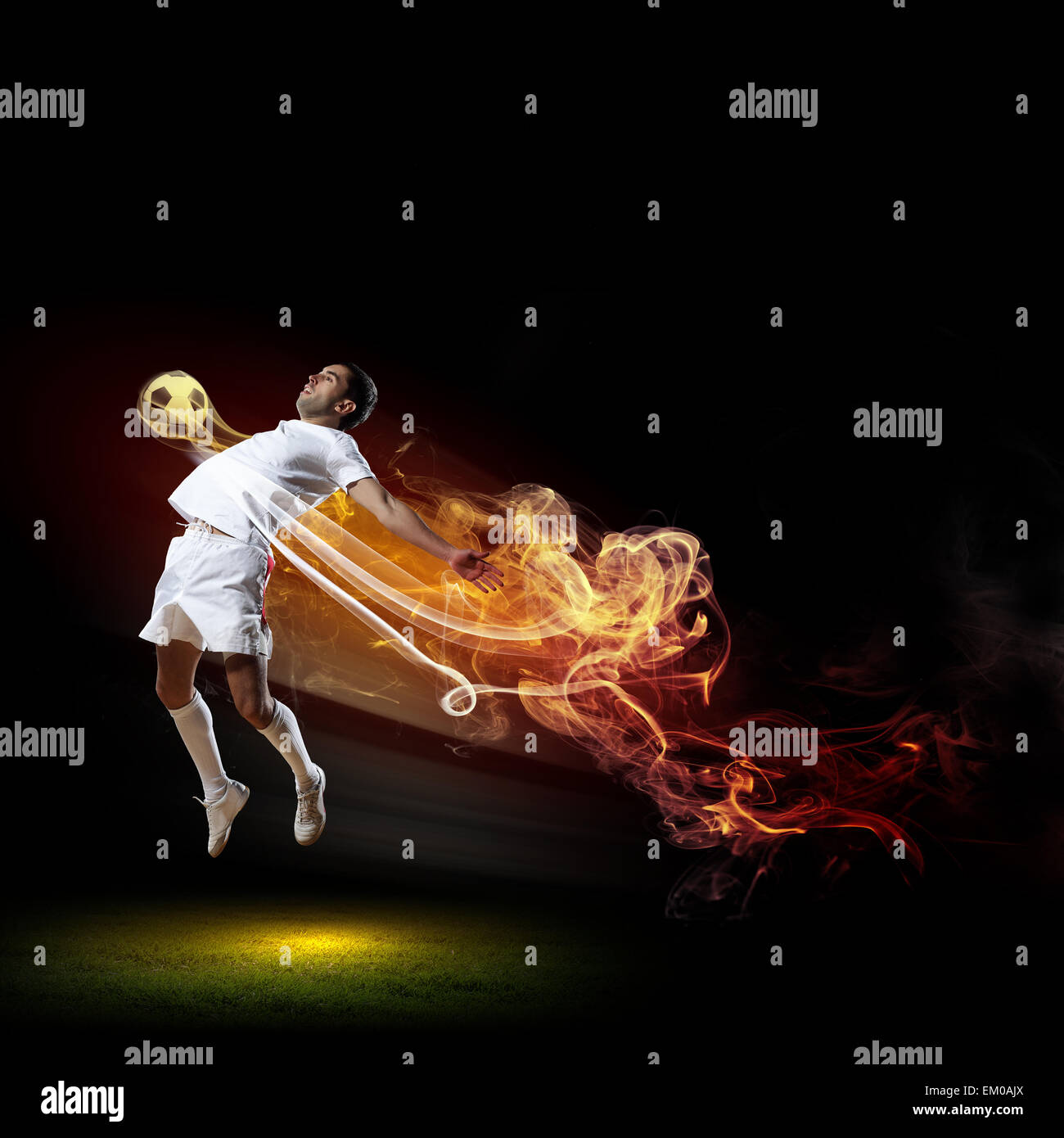 Football player with ball Stock Photo - Alamy