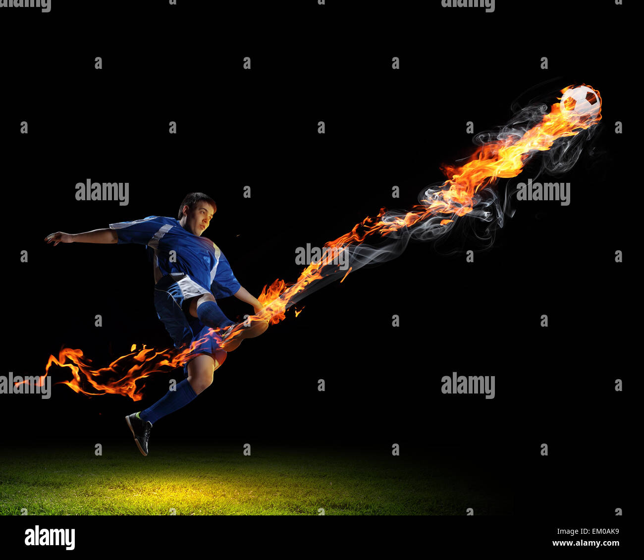 Football player with ball Stock Photo - Alamy