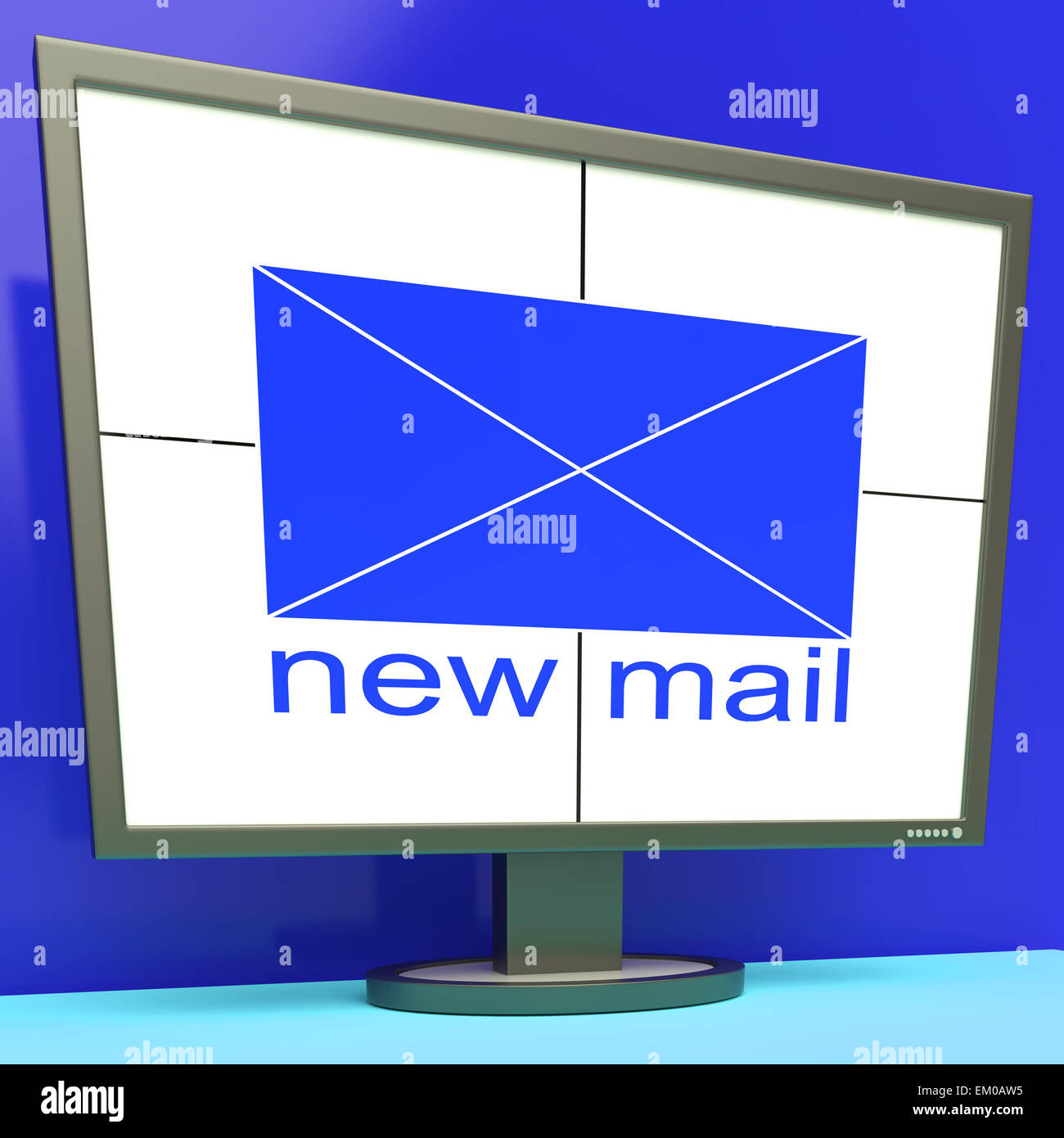 New Mail Envelope On Monitor Shows Mail Alert Stock Photo - Alamy