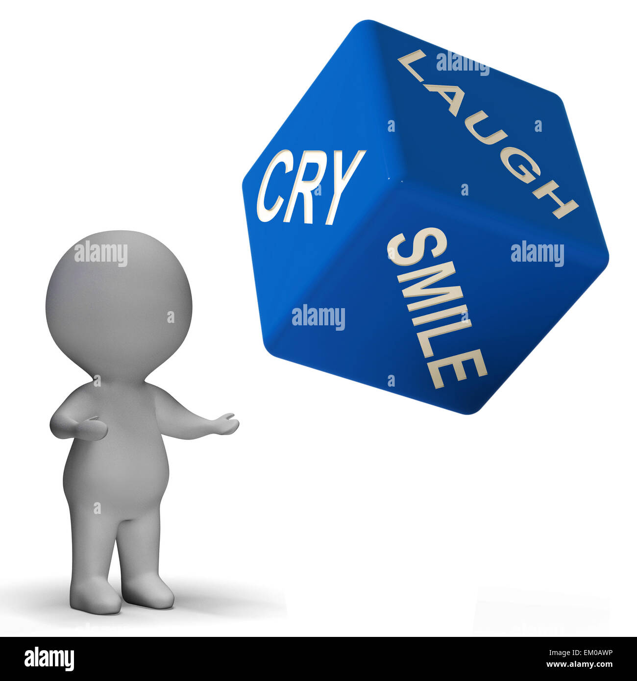 Laugh Cry Smile Dice Represents Different Emotions Stock Photo - Alamy