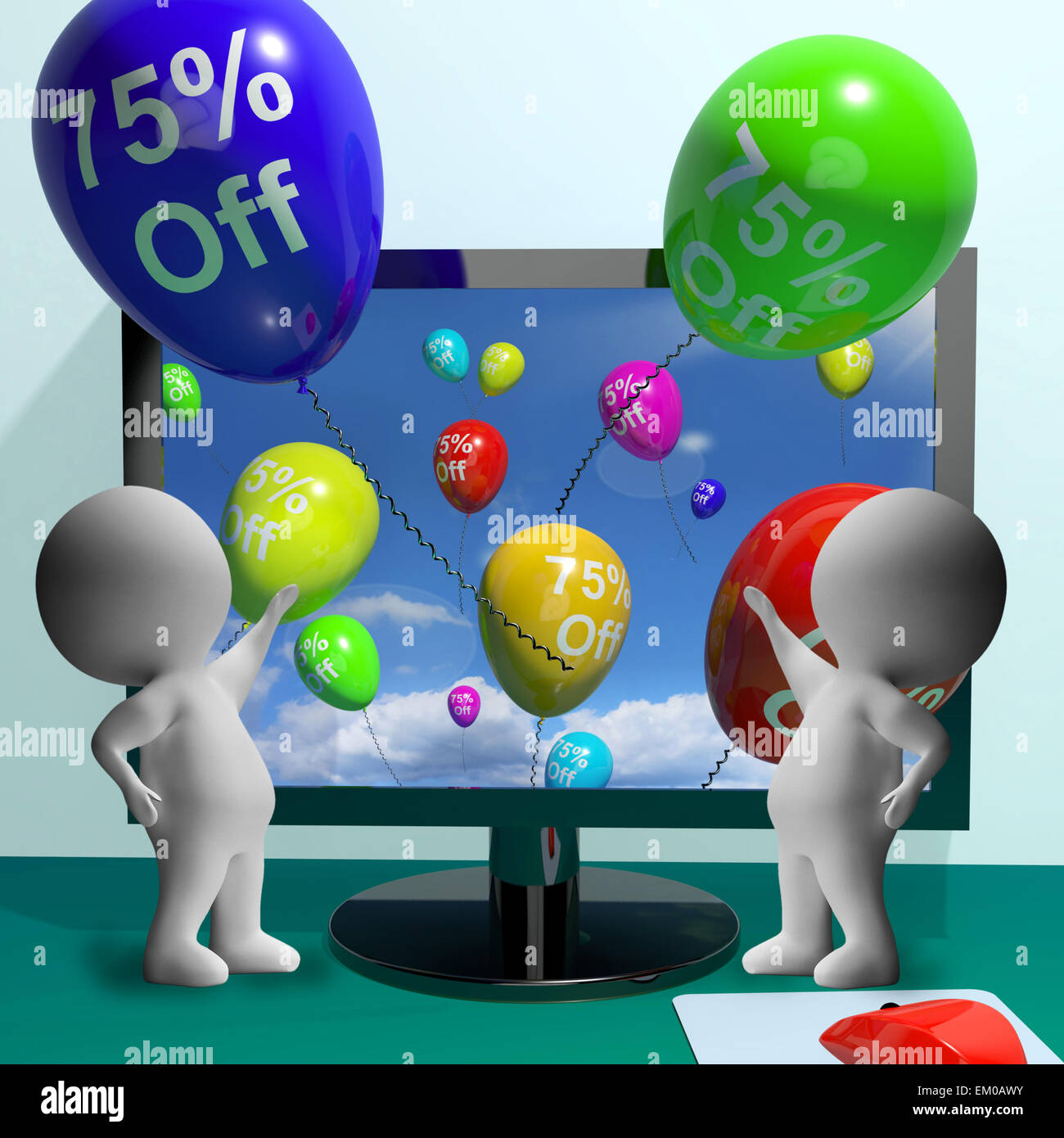 Balloons From Computer Showing Sale Discount Of Seventy Five Per Stock ...