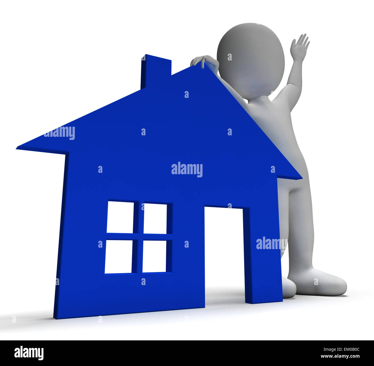 House Symbol And 3d Character Shows Real Estate Stock Photo - Alamy