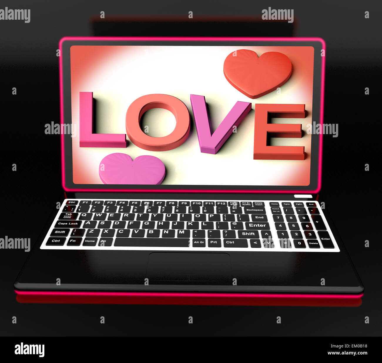 Love On Laptop Shows Romance Stock Photo - Alamy