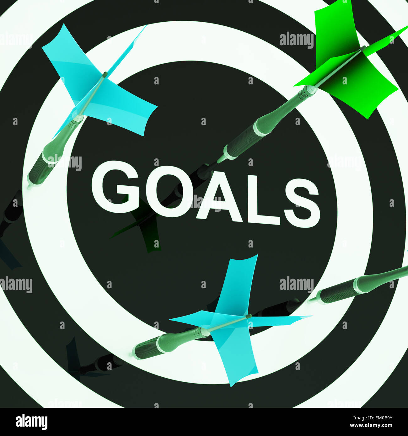 Goals On Dartboard Shows Aspirations Stock Photo - Alamy