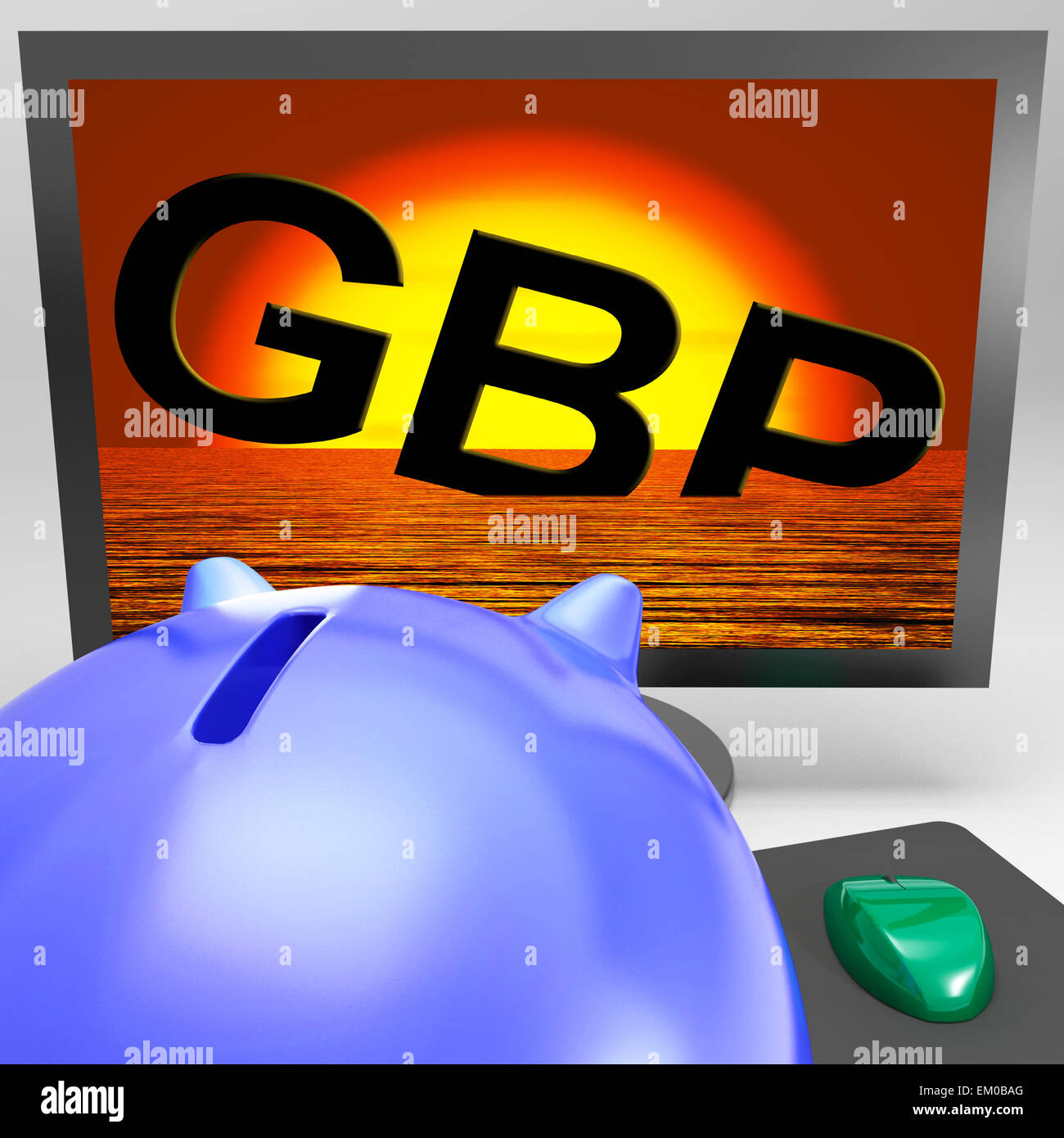 GBP Sinking On Monitor Shows British Depression Stock Photo - Alamy