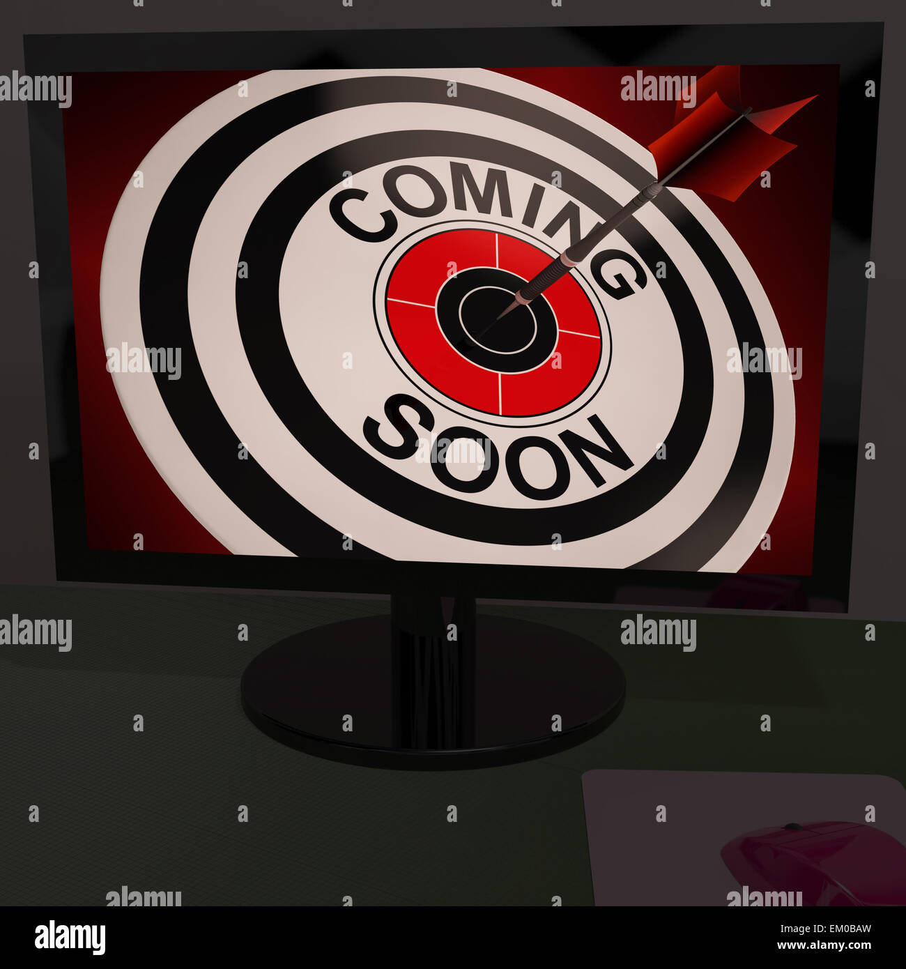 Coming Soon On Monitor Shows Arriving Promotions Stock Photo - Alamy