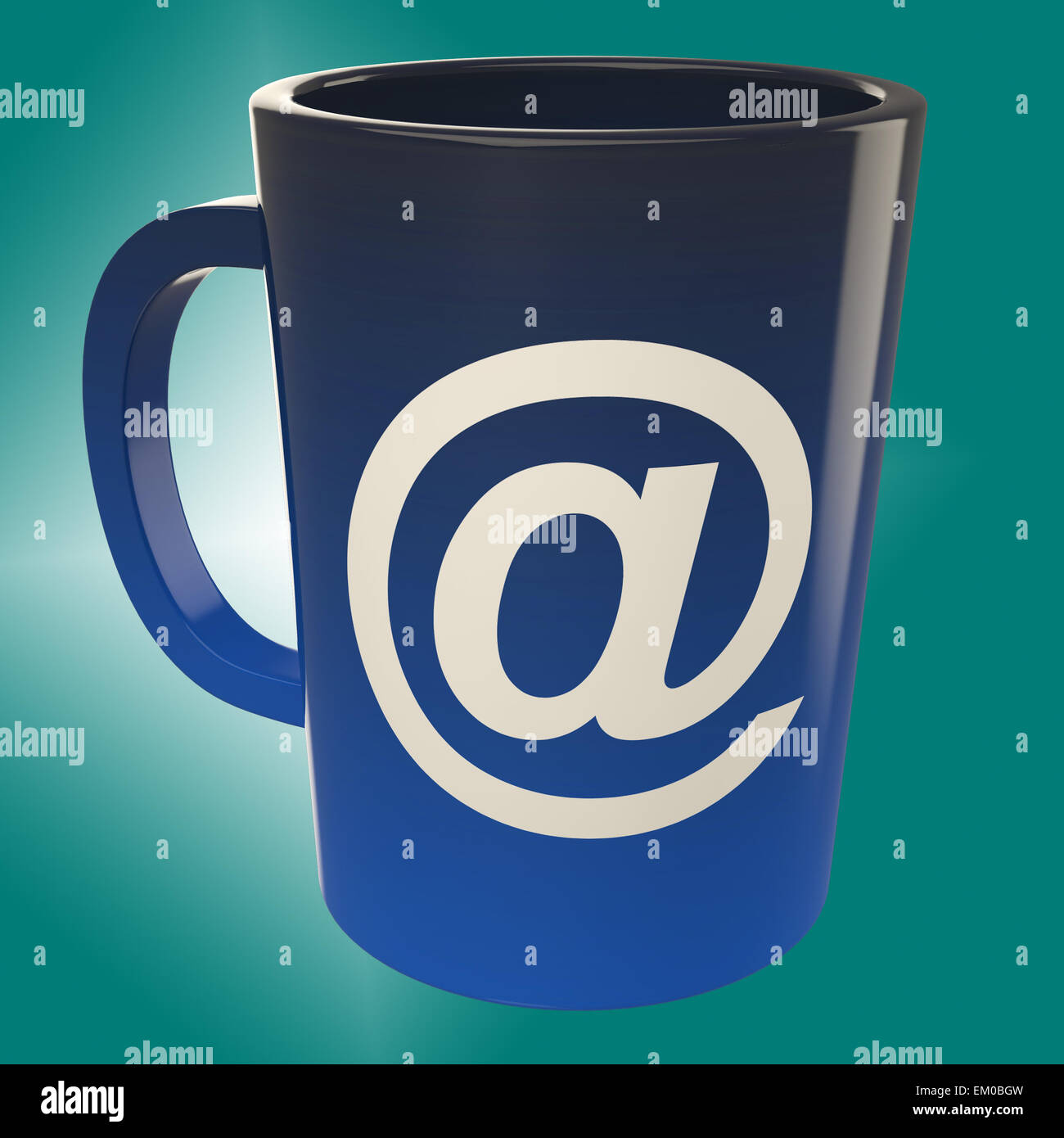 E-mail Coffee Cup Shows Internet Cafe Shop Stock Photo - Alamy