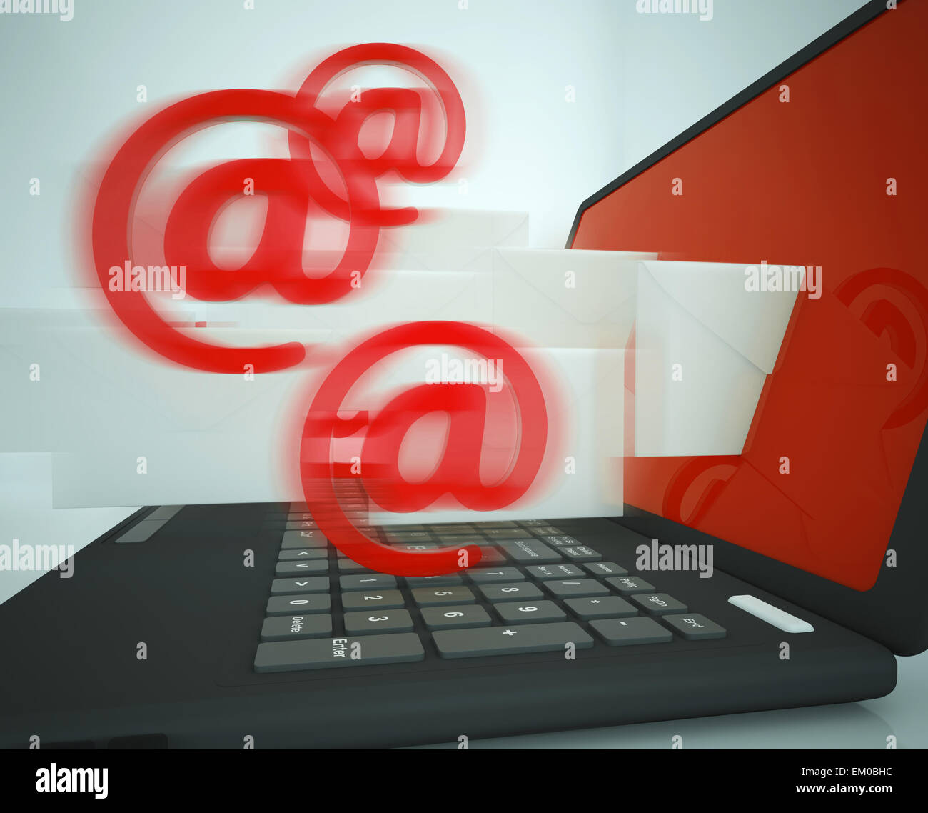 Mail Signs Leaving Laptop Showing Outgoing Messages Stock Photo - Alamy