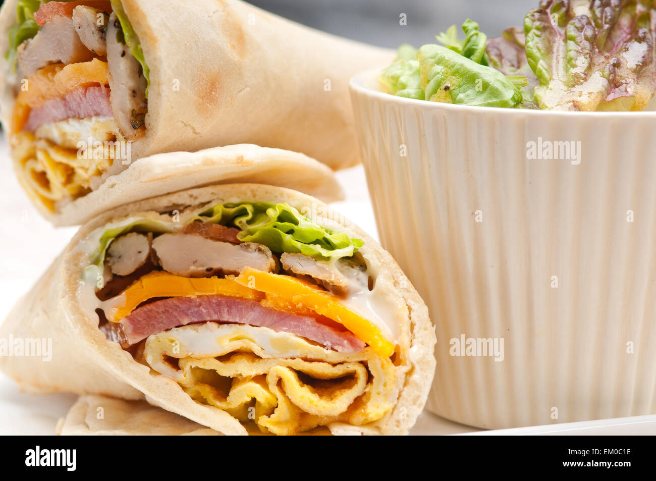 club sandwich pita bread roll Stock Photo - Alamy