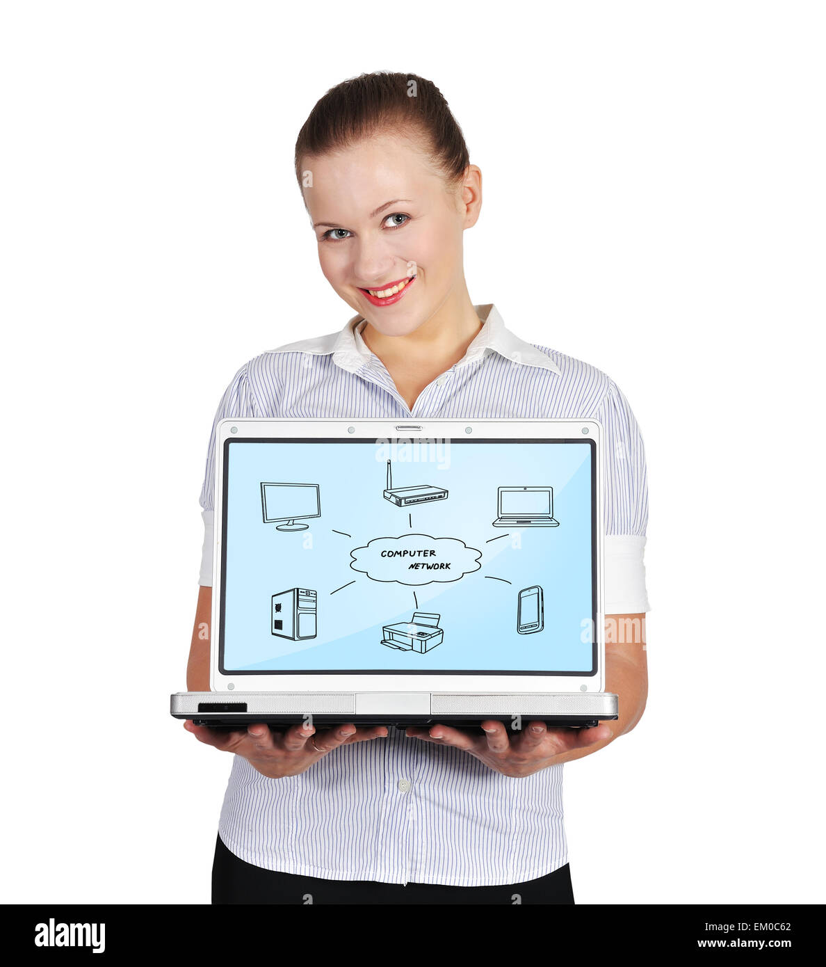 laptop with computer network Stock Photo - Alamy