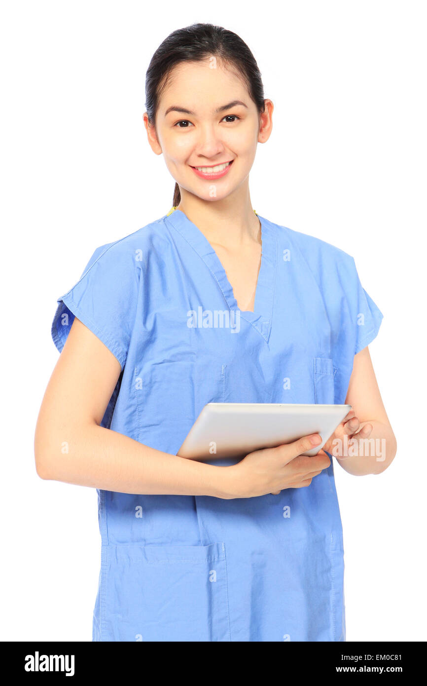 Doctor nurse using tablet computer hi-res stock photography and images ...