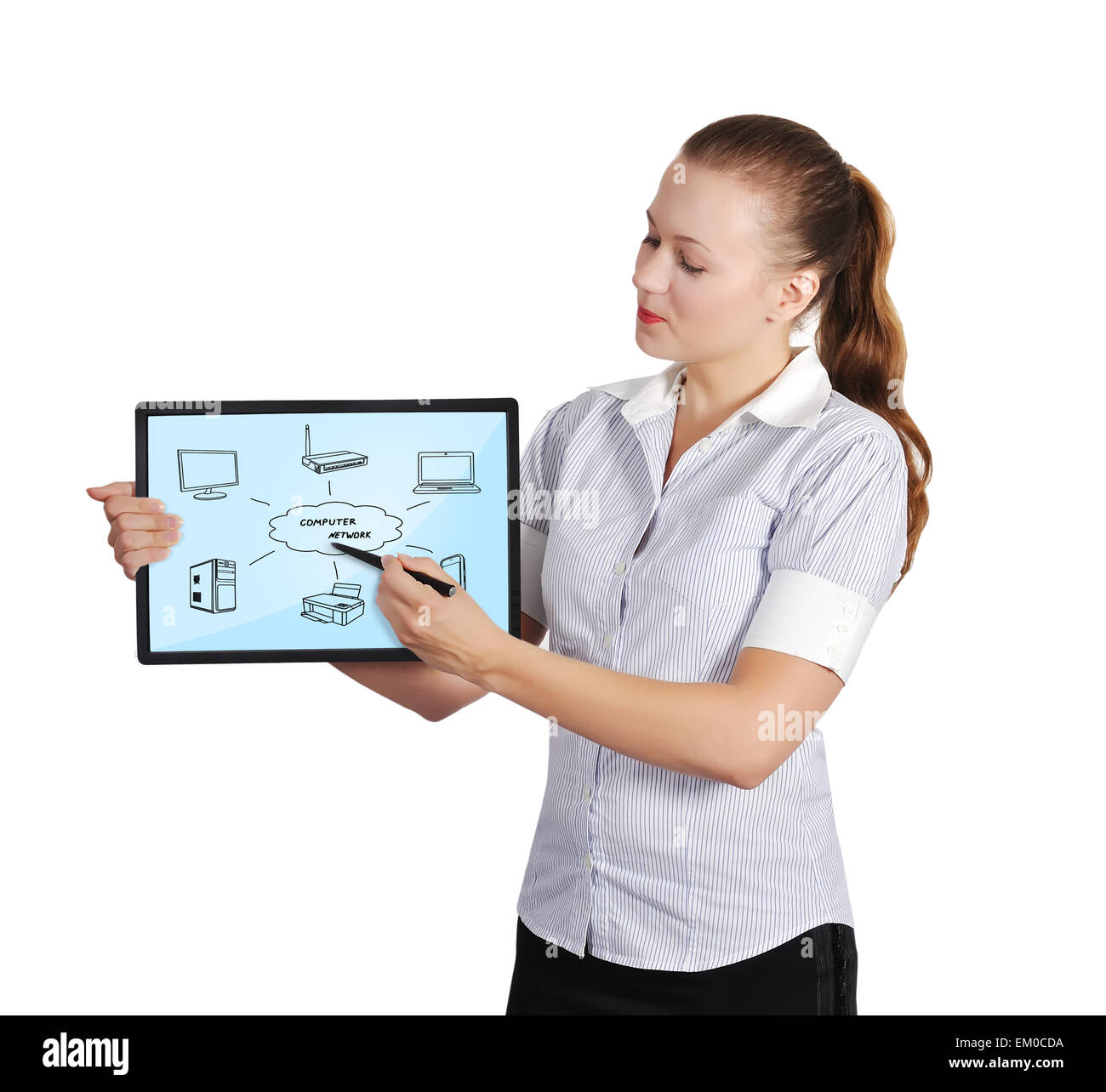 tablet with computer network Stock Photo - Alamy