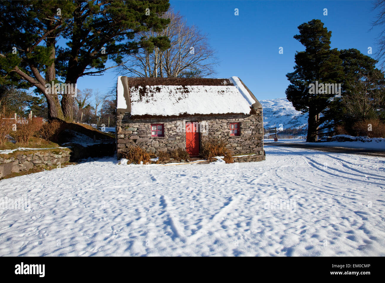 A Roof Covered With Snow In Winter; Bonane County Kerry Ireland Stock ...