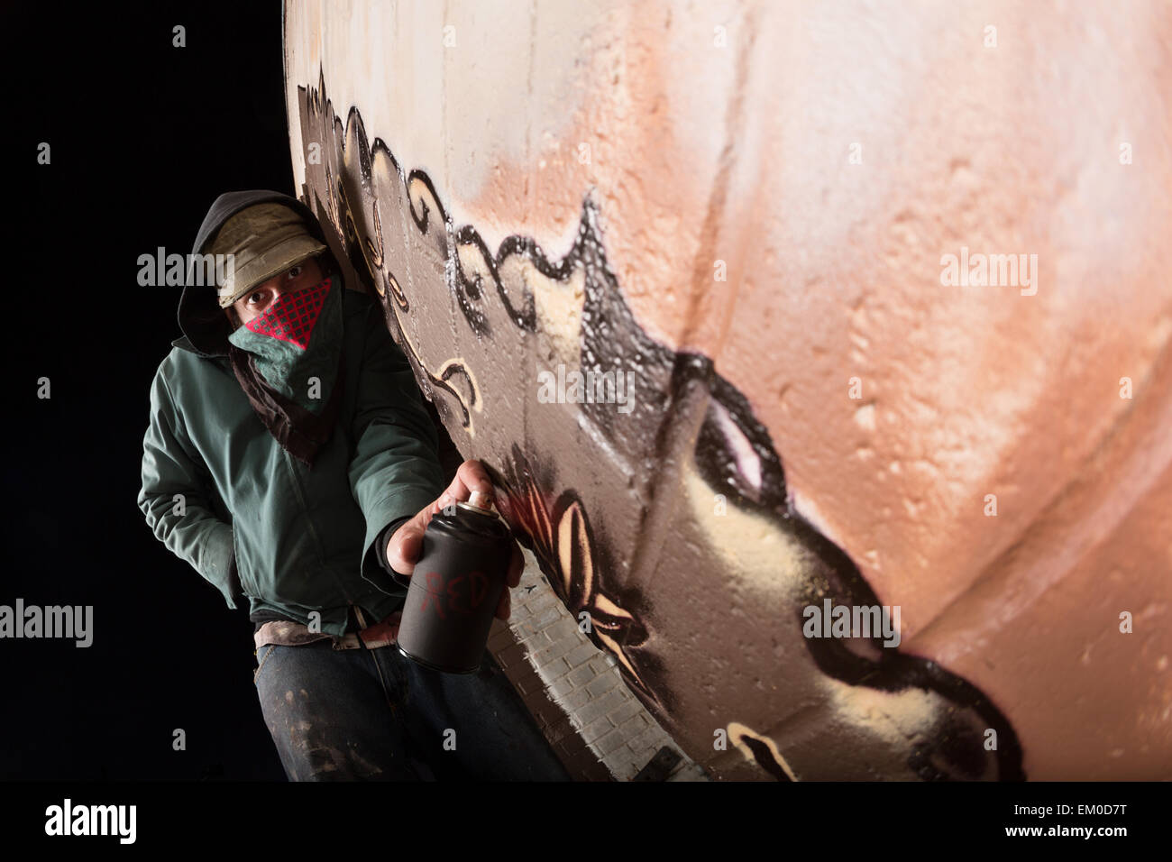Spray painting gang member hi-res stock photography and images - Alamy