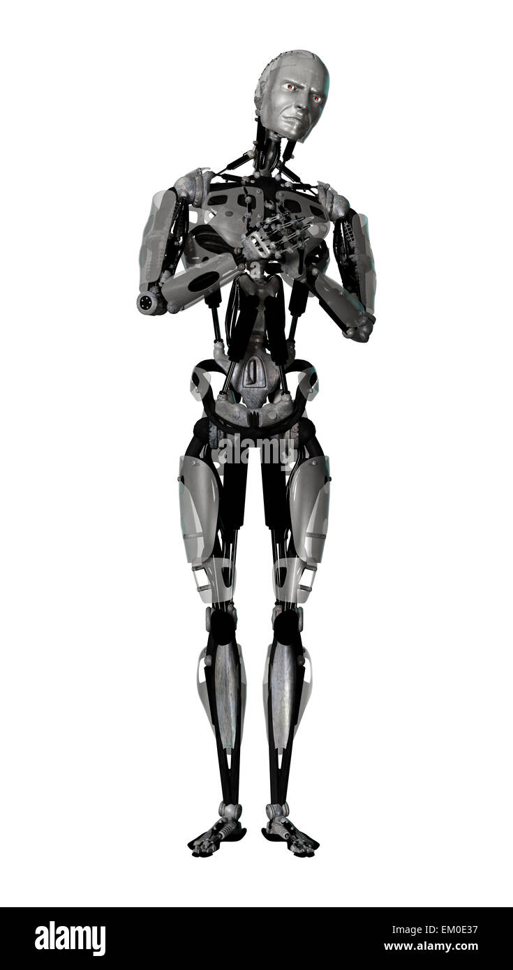 3D digital render of a male cyborg isolated on white background Stock ...