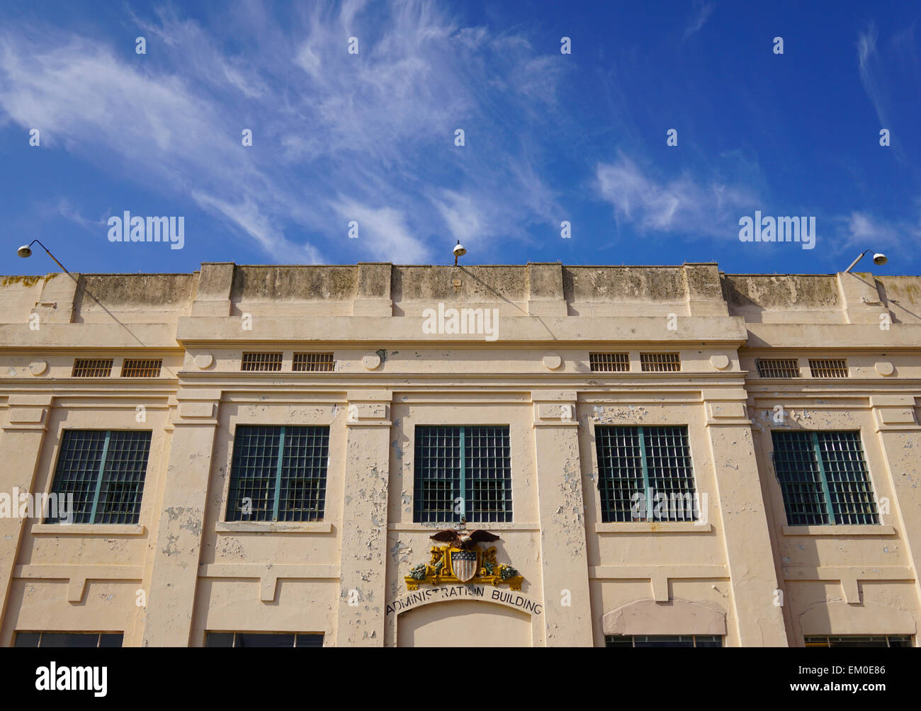 Main building at Alcatraz on a sunny blue day in San Francisco Stock ...