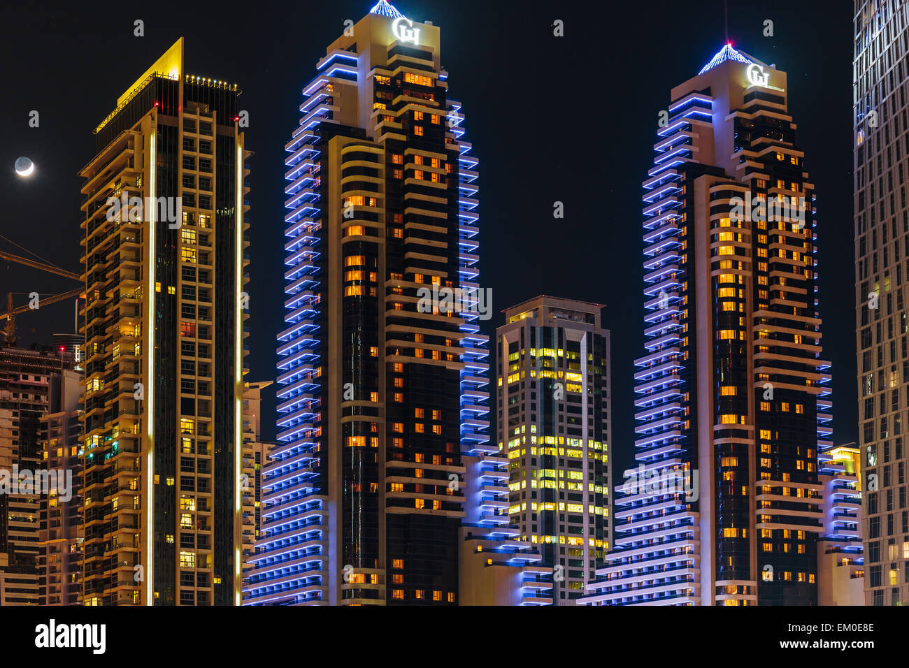 DUBAI, UAE - NOVEMBER 7: General view of Dubai at night, on November 7 ...