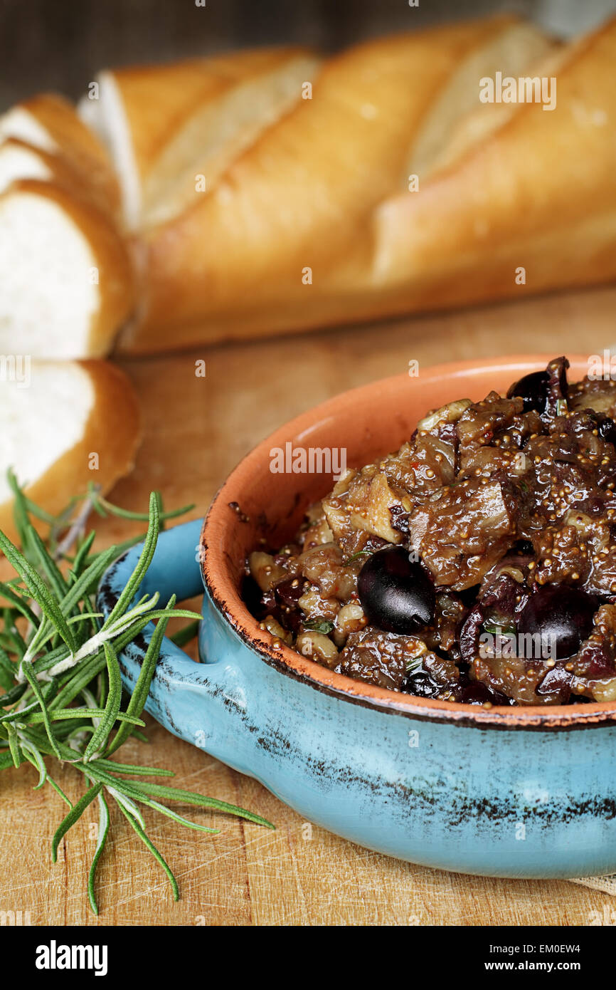 Fig Tapenade with French Bread Stock Photo - Alamy