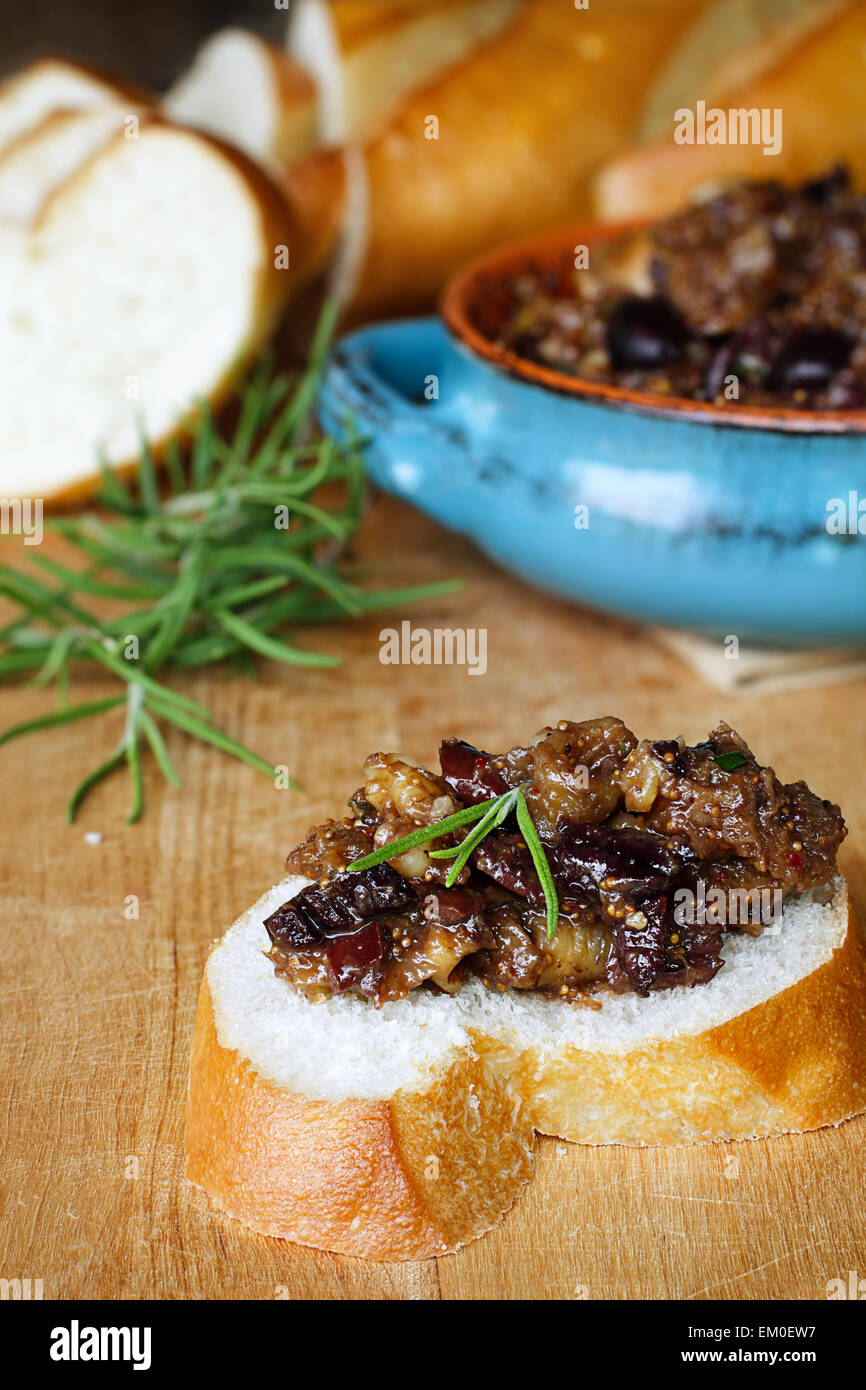 French Bread with Fig Tapenade Stock Photo - Alamy