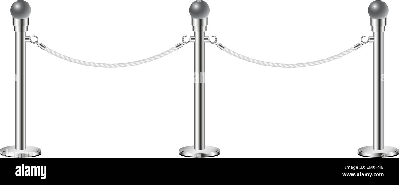 Stand rope barriers in silver design with white rope Stock Vector Image ...