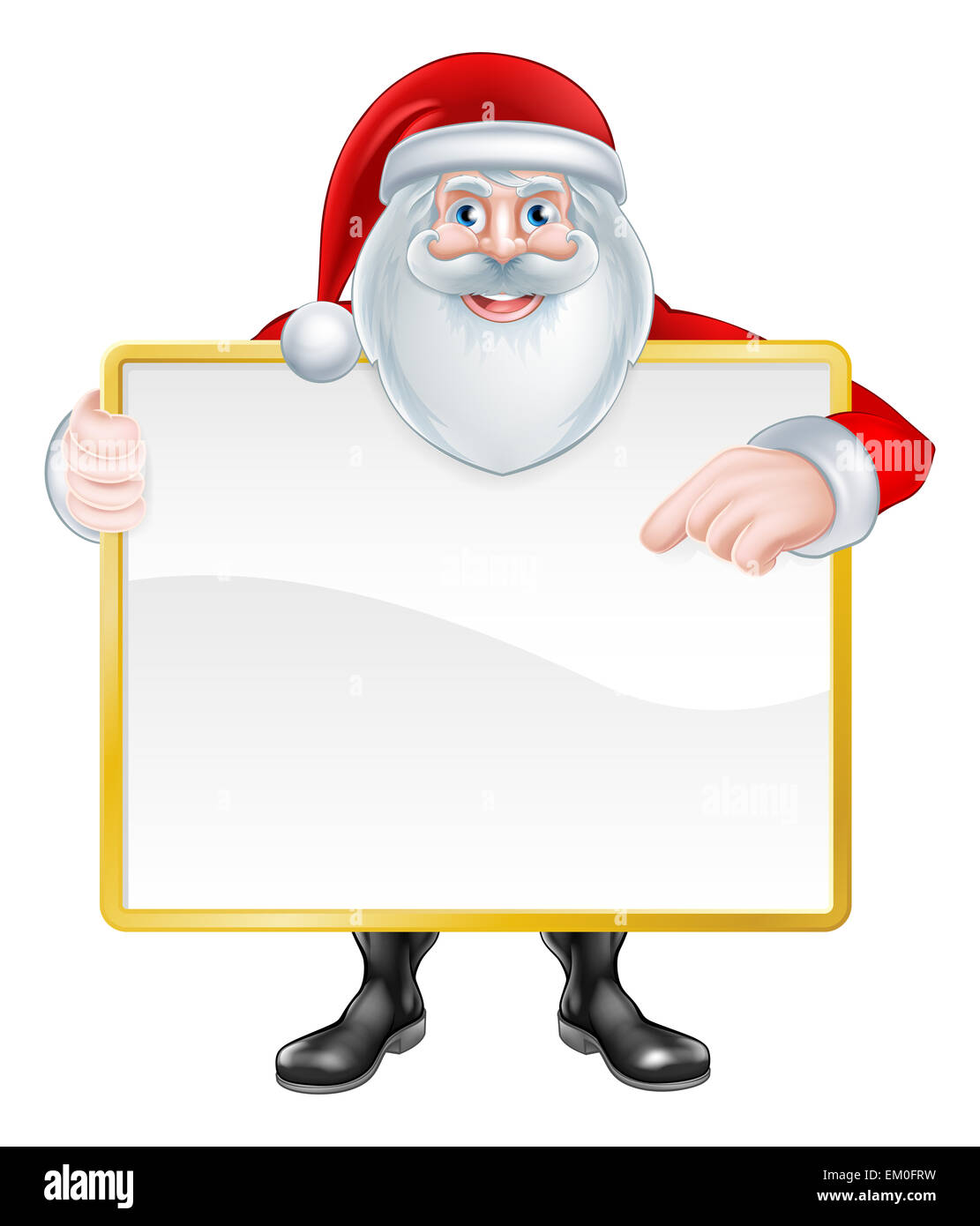 Christmas cartoon illustration of Santa Claus holding a sign and ...
