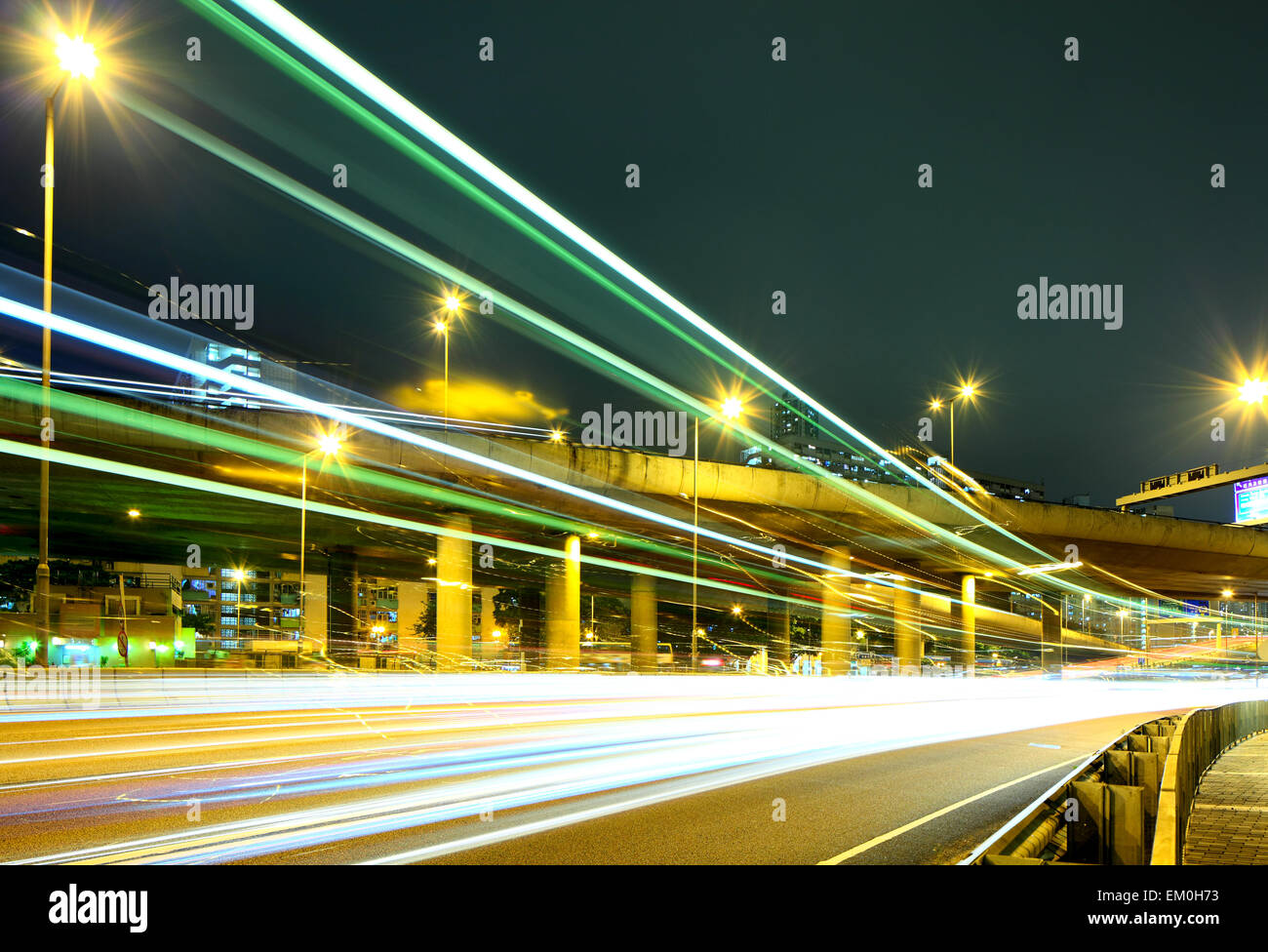 Highway with car light Stock Photo - Alamy