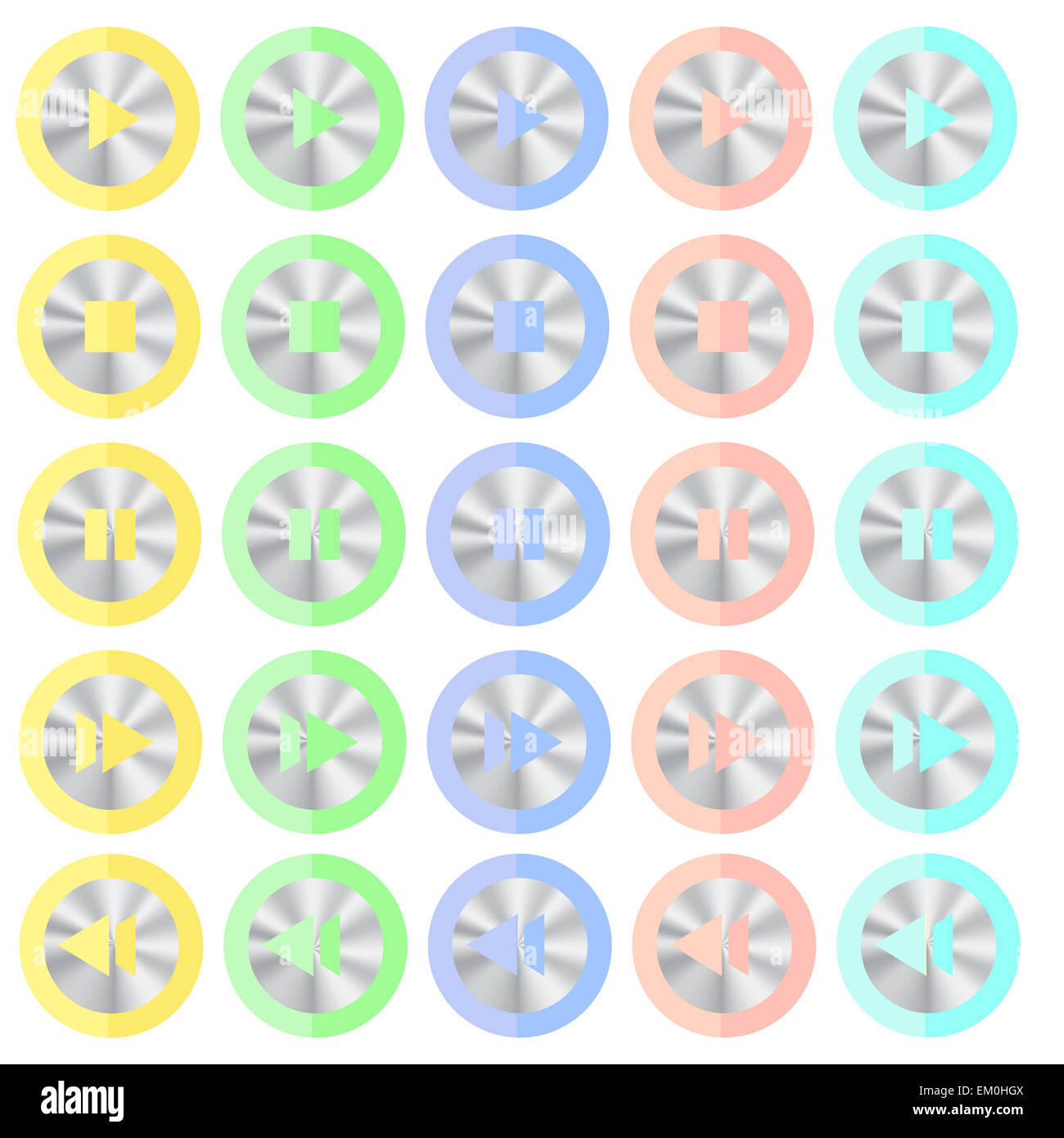 Set of Colorful Media Icons Isolated on White Background Stock Photo ...