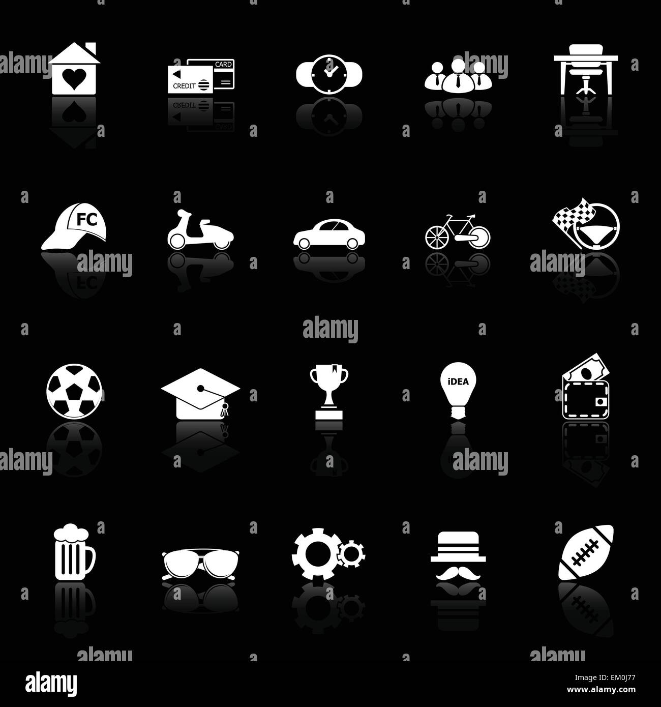 Normal gentleman icons with reflect on black background, stock vector ...