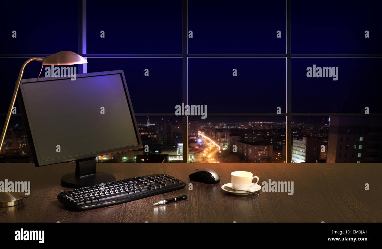 Office at night Stock Photo - Alamy