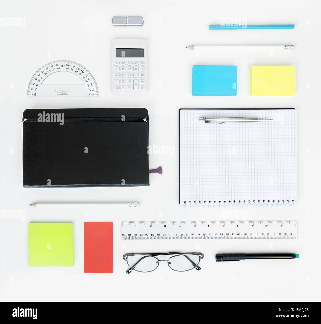 Set of office items Stock Photo - Alamy