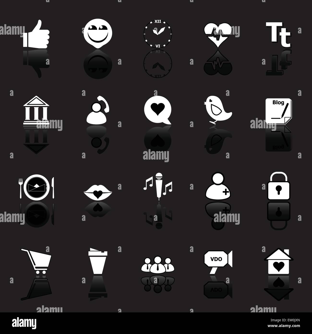 Chat conversation icons with reflect on black background, stock vector ...