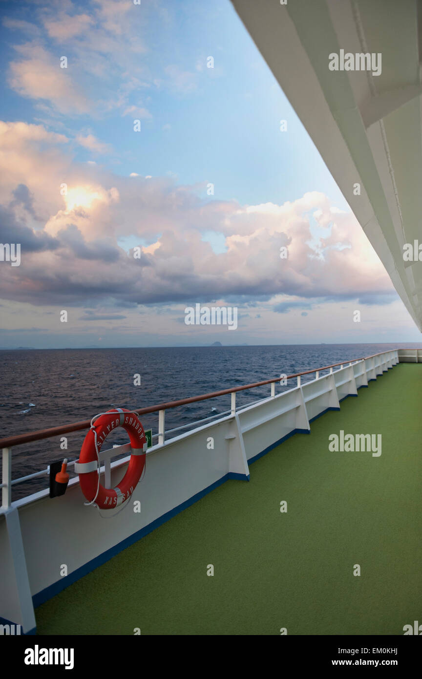 Life Preserver On Railing Of Cruise Ship On East China Sea; China Stock ...