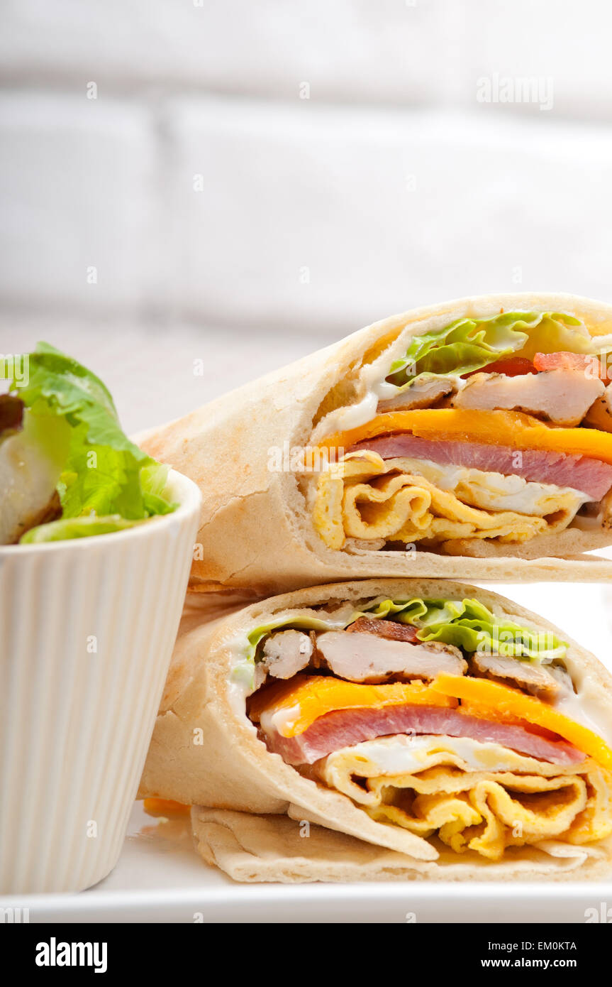 club sandwich pita bread roll Stock Photo - Alamy