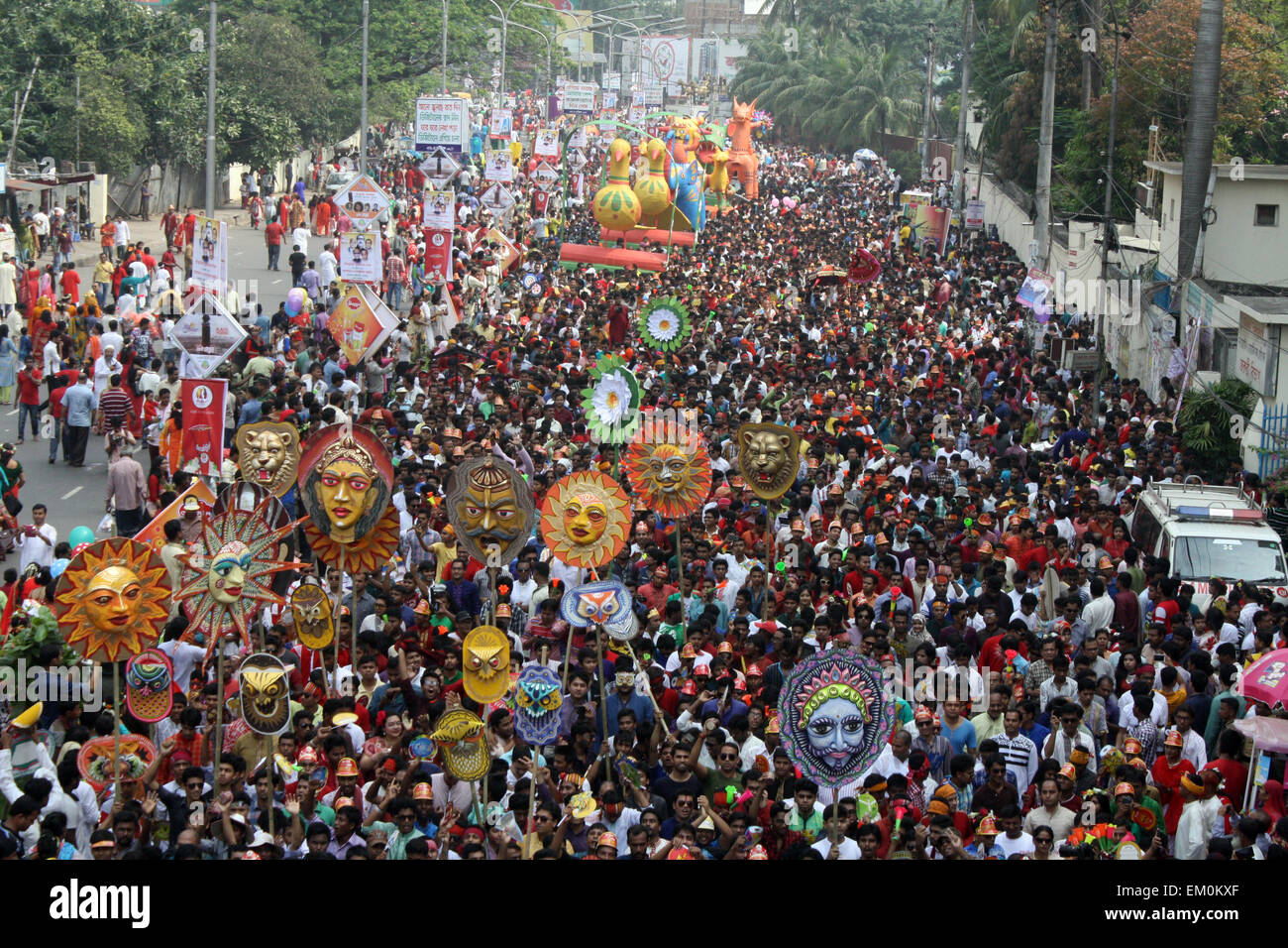 Dhaka, Bangladesh. 14th April, 2015. Revellers attend a rally in ...