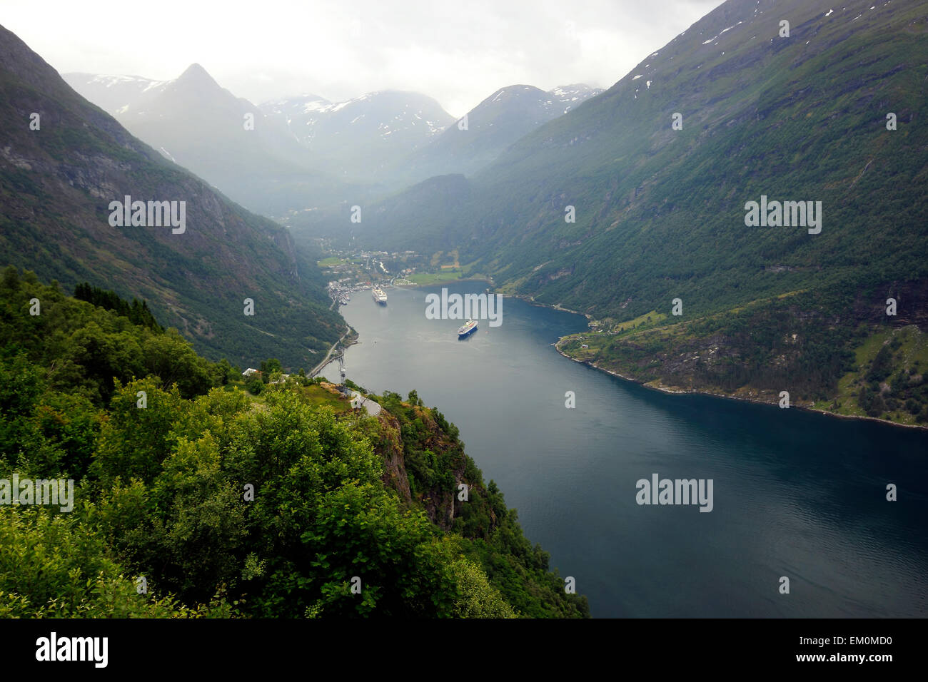 Geiranger fiord flydal viewpoint mountains High Resolution Stock ...