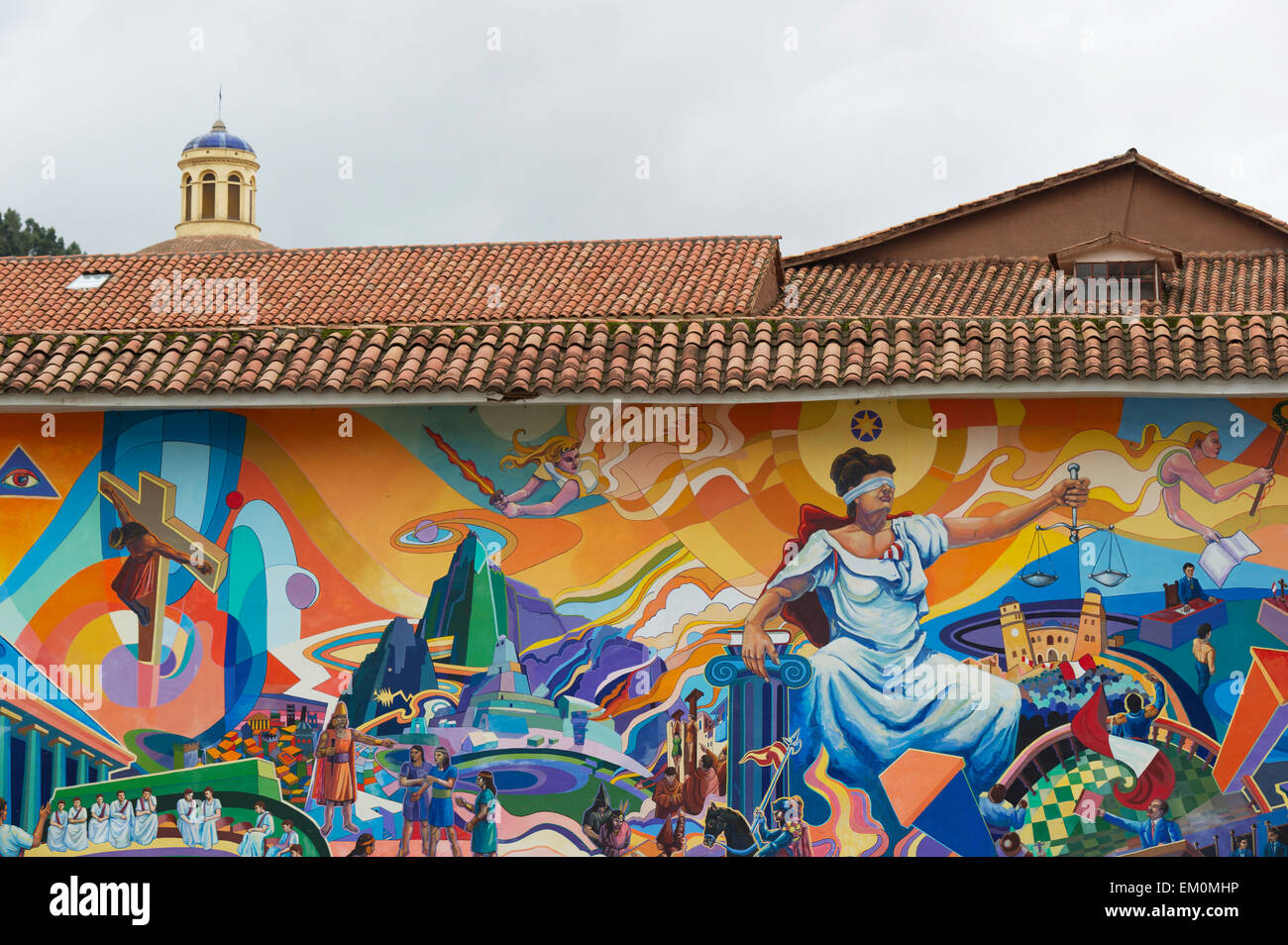 Mural On Exterior Of Building; Cusco Peru Stock Photo - Alamy