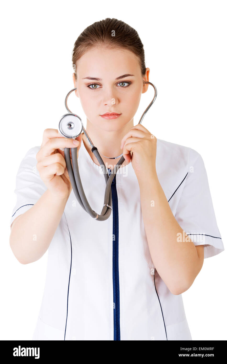 Female doctor with stethoscope Stock Photo - Alamy