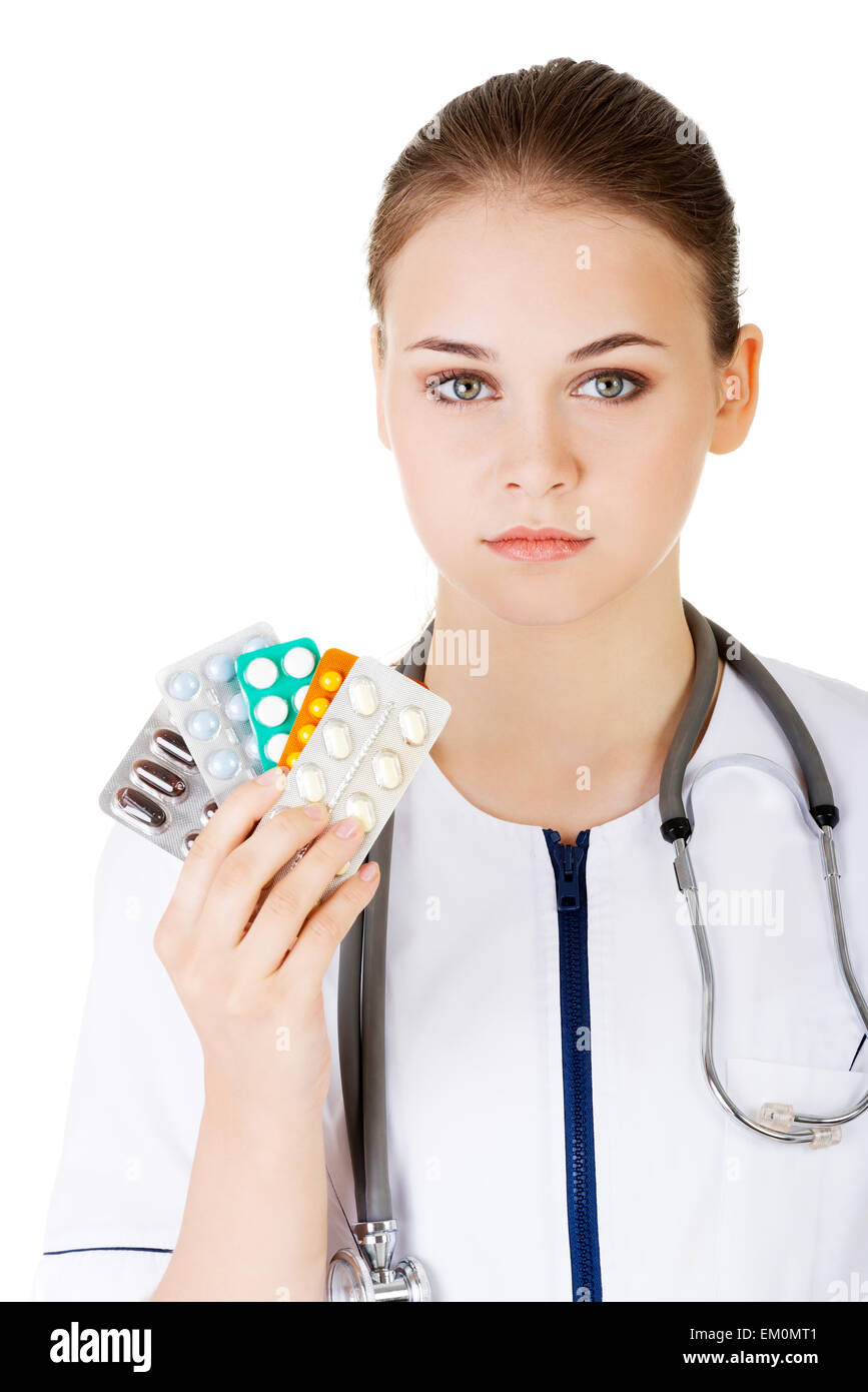 Doctor showing medical pills Stock Photo - Alamy