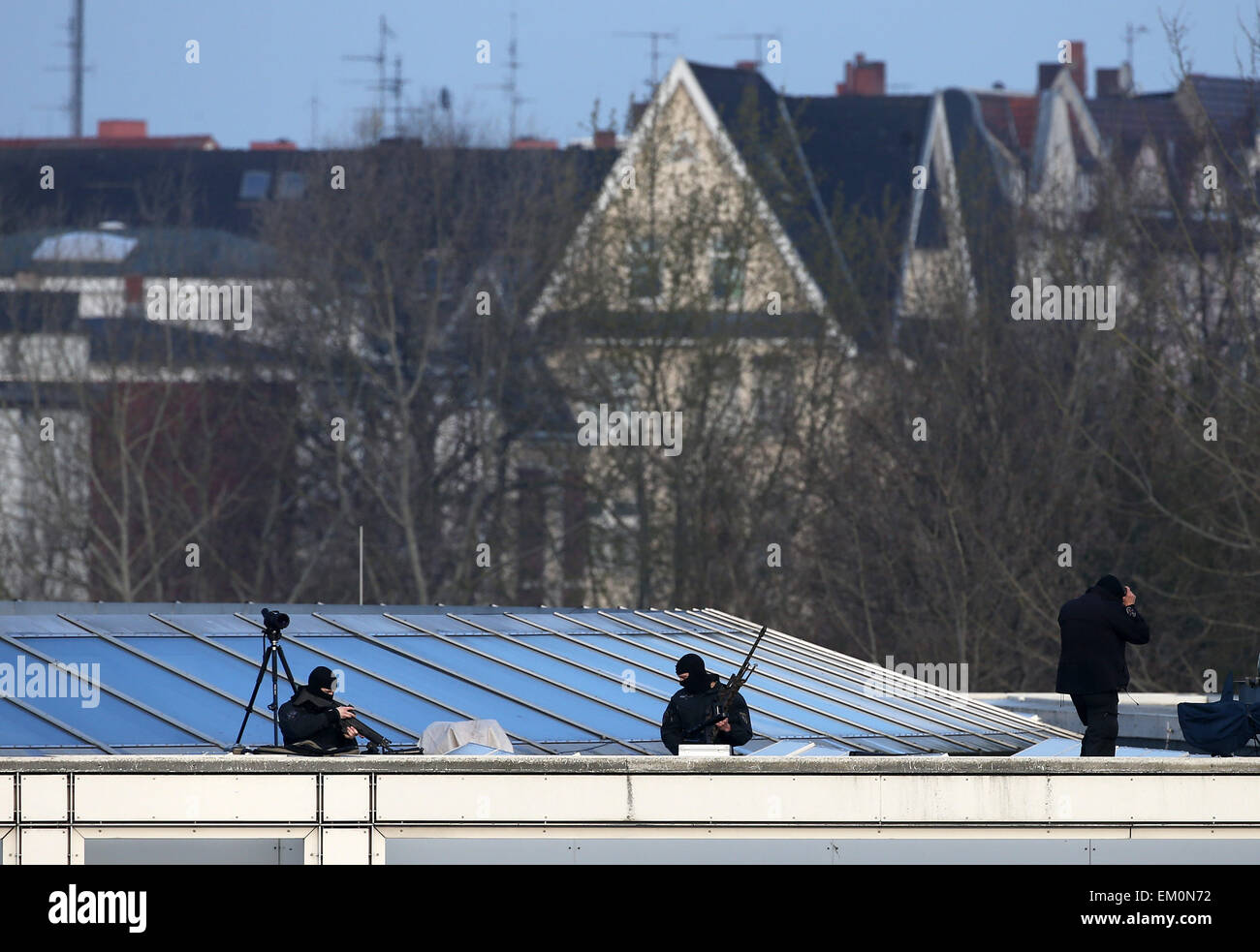 Luebeck, Germany. 15th Apr, 2015. Snipers of the German police take ...