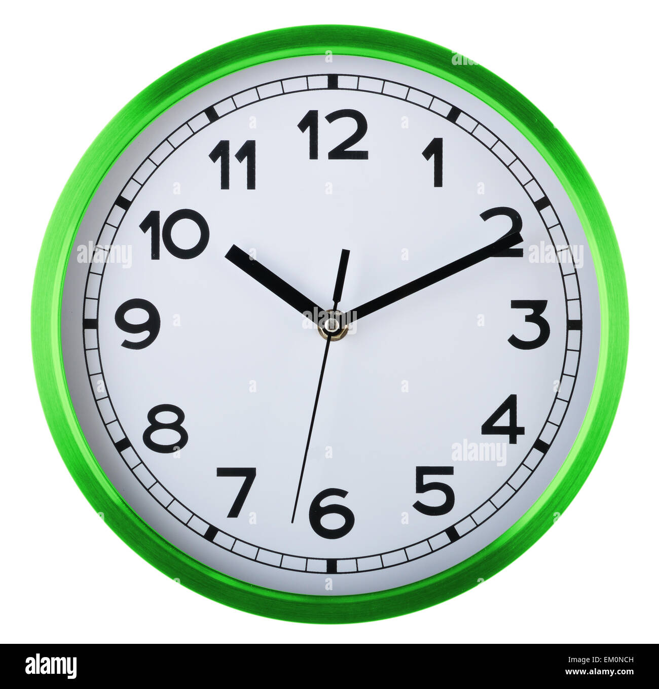Wall clock isolated on white background. Ten past ten Stock Photo - Alamy