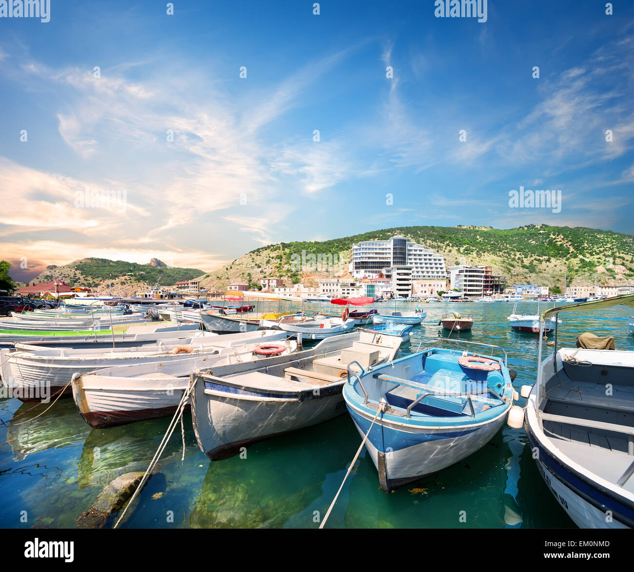 Boats in the bay of Balaclava Stock Photo - Alamy